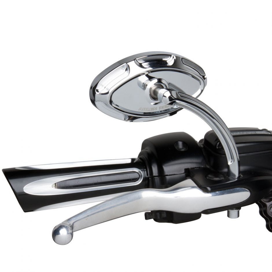 Beveled Cat Eye Forged Billet Mirror - Short Stem Chrome